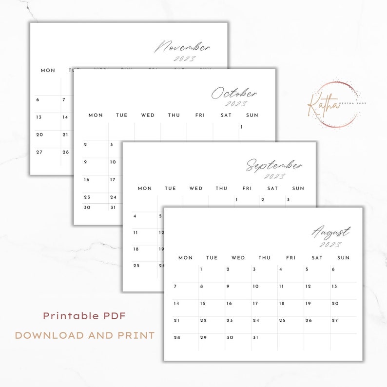 2023 Calendar Simple 2023 Calendar 12 Month Calendar - Etsy Canada