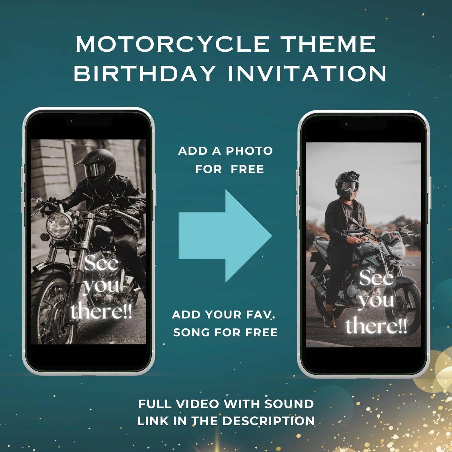 RIDERS Birthday Video Invitation, Custom Motorcycle Bday Invite ...