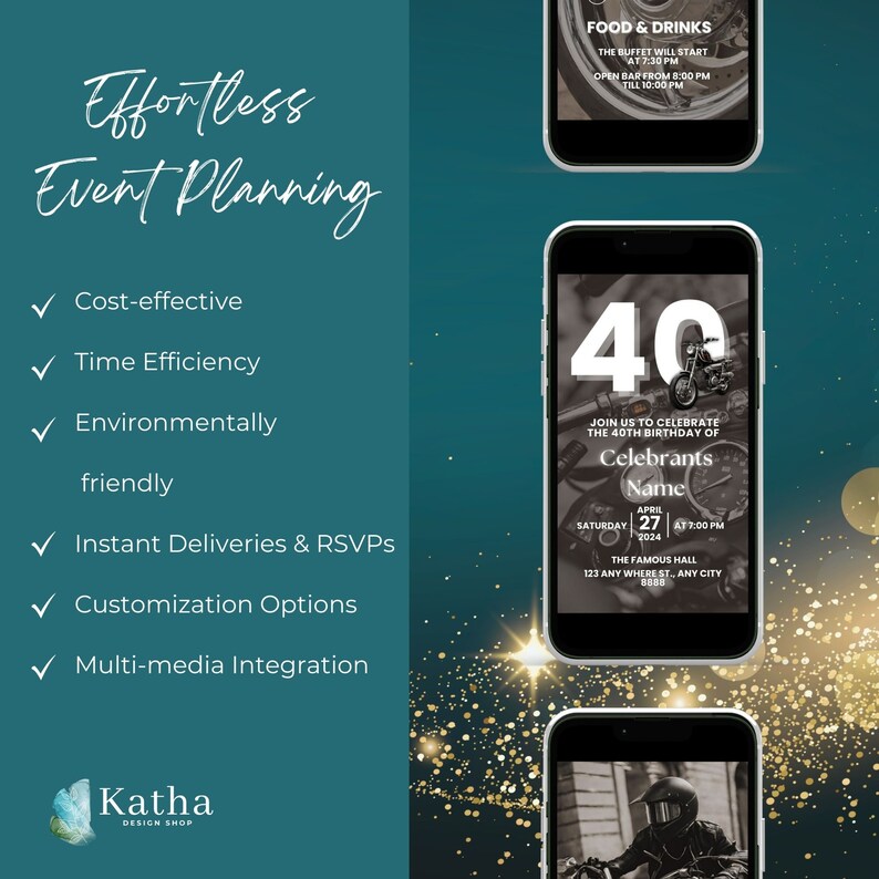 RIDERS Birthday Video Invitation, Custom Motorcycle Bday Invite ...