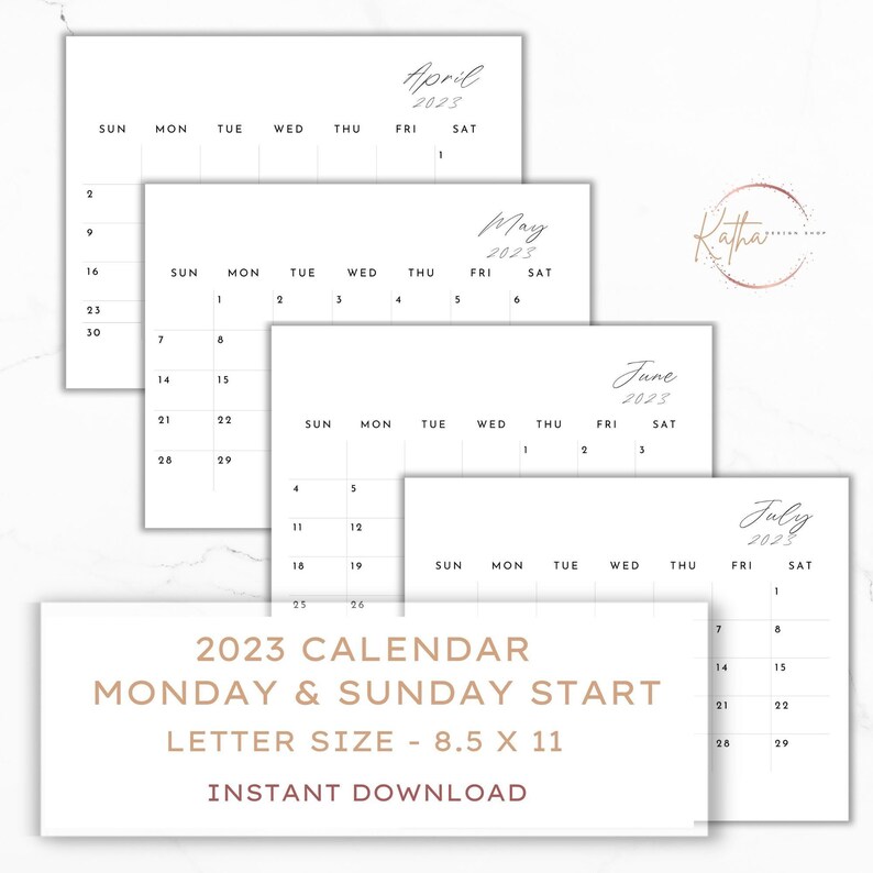 2023 Calendar Simple 2023 Calendar 12 Month Calendar - Etsy Canada