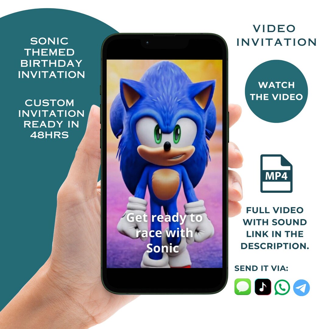 Sonic Birthday Video Invitation, Hedgehog Party Video Invitation, Fun ...