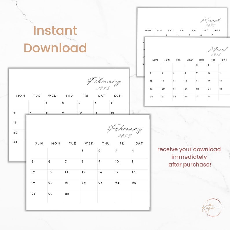 2023 Calendar Simple 2023 Calendar 12 Month Calendar - Etsy Canada