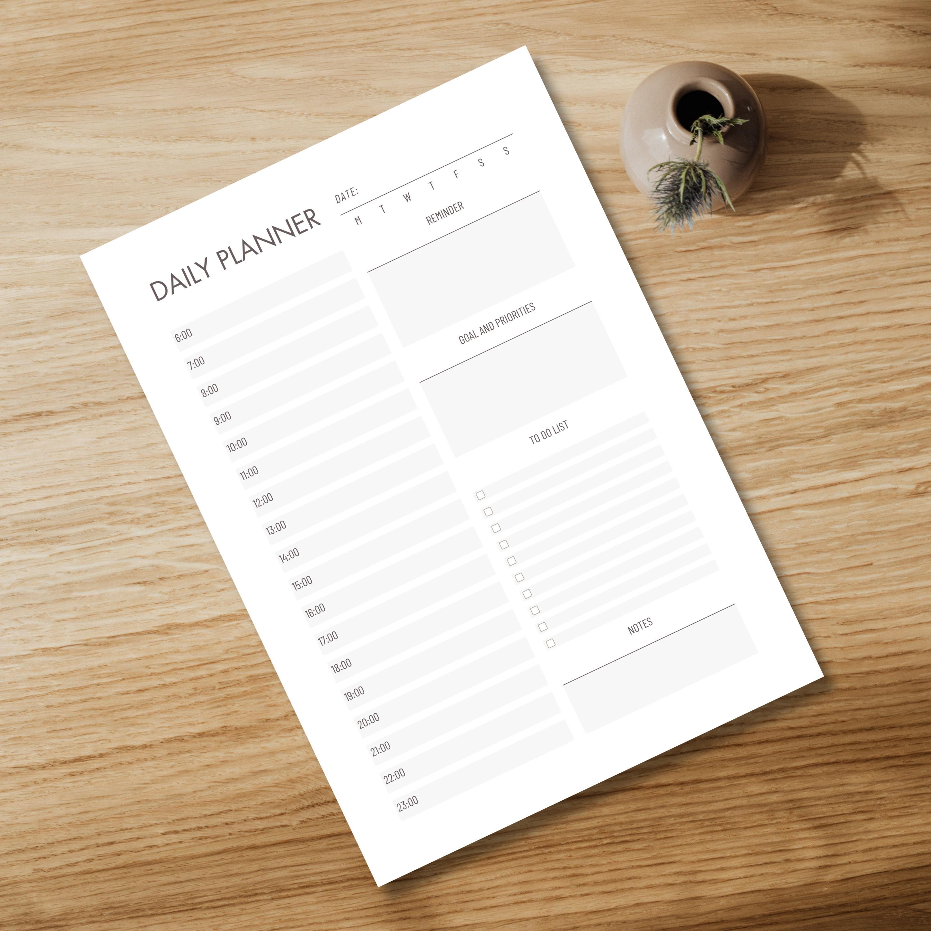 Printable Daily Planner Template PDF| Simple, Minimalist Planner ...