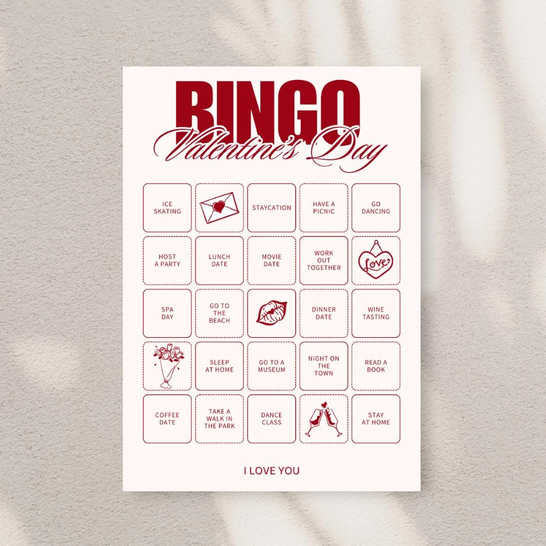 Valentine's Bingo Template | Editable Valentine's Party Bingo Sheet ...
