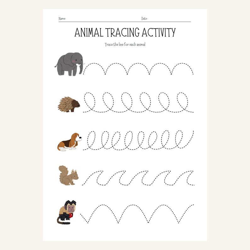 Tracing Practice, PRE-WRITING PRACTICE, Animals Tracing Pages, Writing ...