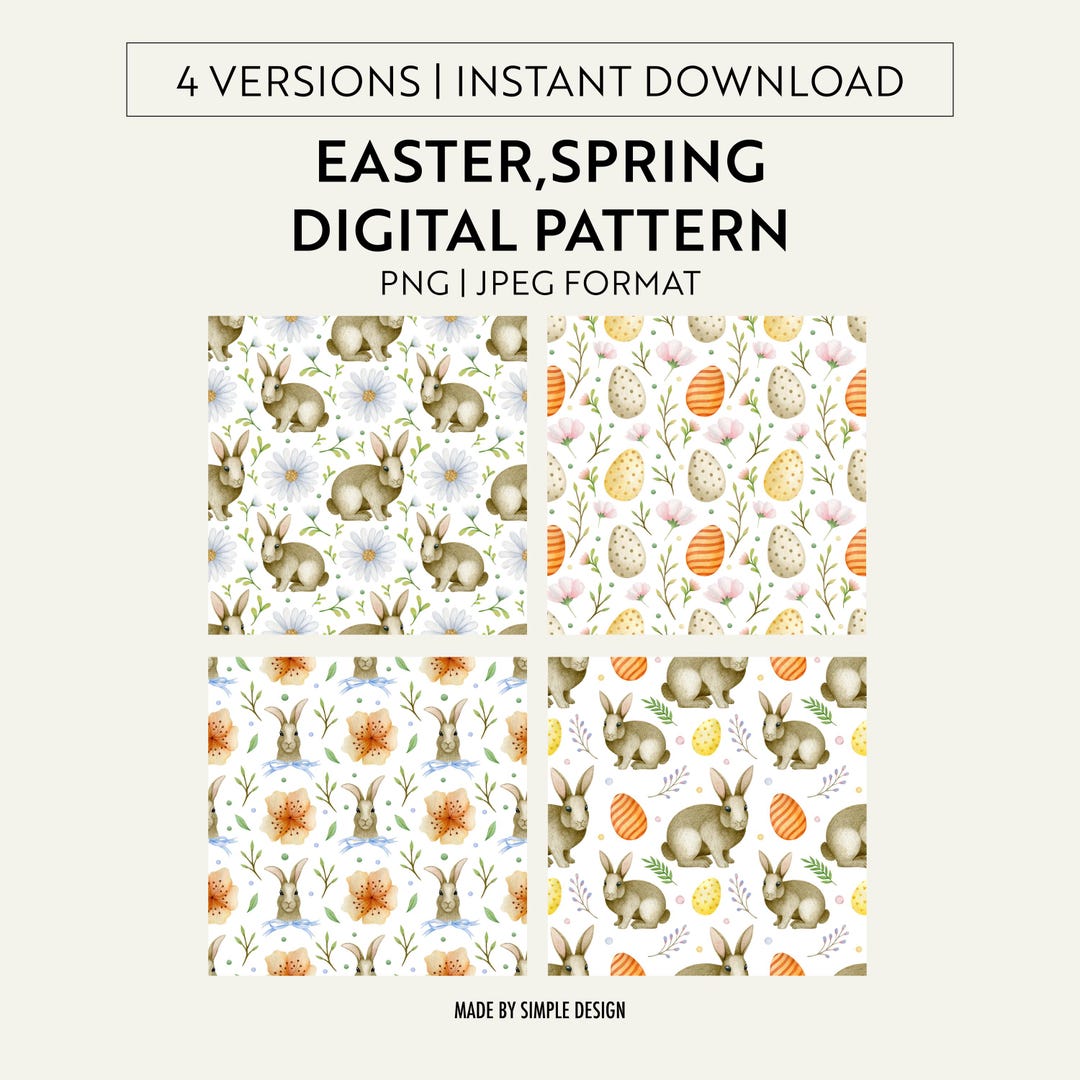 Easter Digital Paper | Spring Seamless Pattern | Neutral Textile Fabric ...