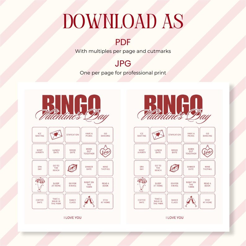 Valentine's Bingo Template | Editable Valentine's Party Bingo Sheet ...