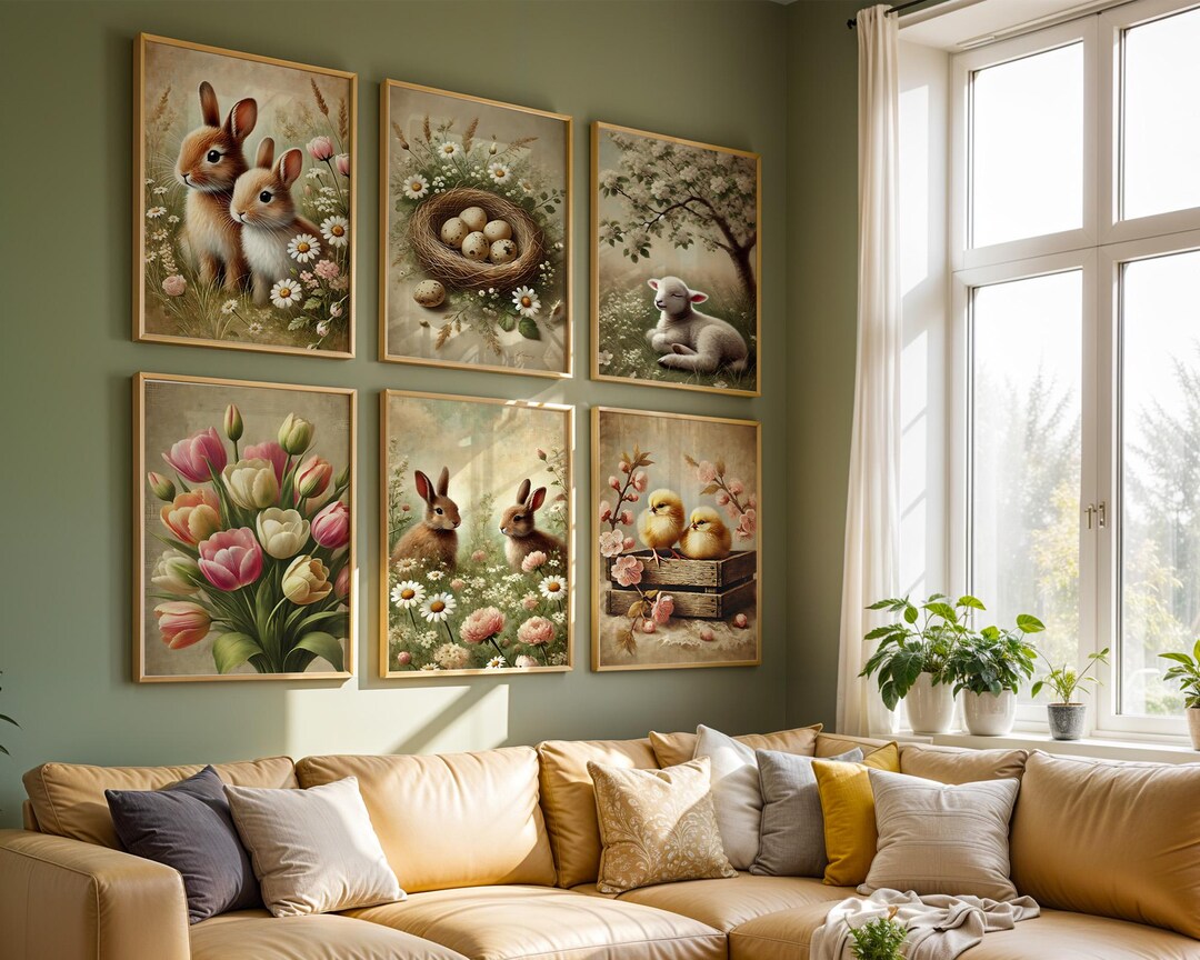 Printable Neutral Spring Prints | Gallery Set of 6 | Easter Bunny ...