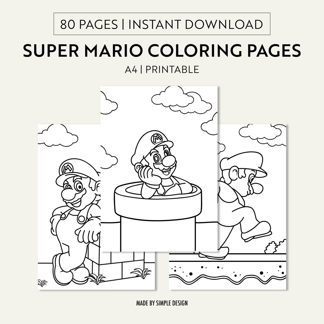 Super Mario Coloring Pages | Kids Coloring Book | Printable PDF | Retro ...