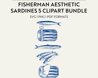 Fisherman Aesthetic | Sardine Clipart | Watercolor Sardine | PNG SVG ...