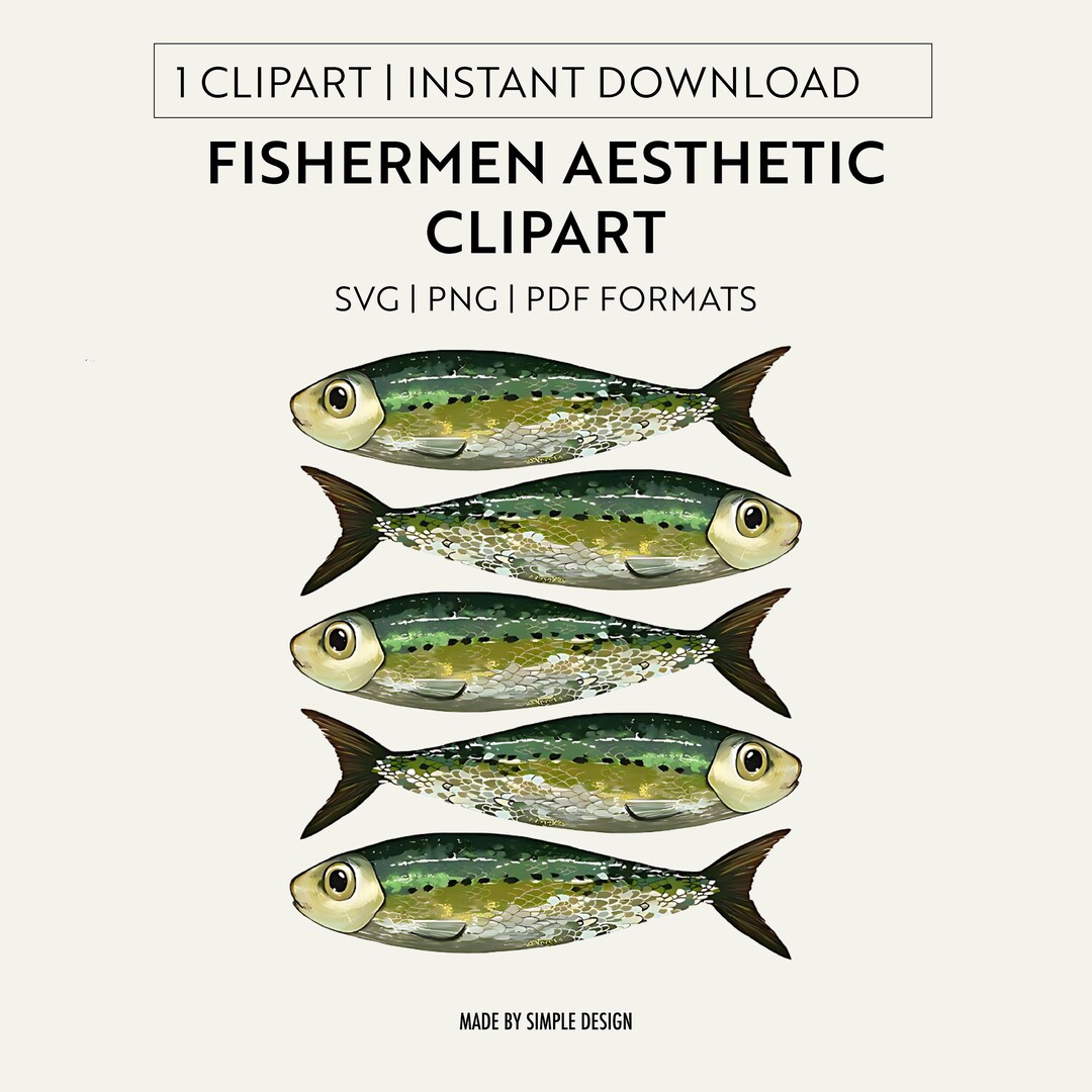 Fisherman Aesthetic | Fish Clipart | Watercolor Fish | PNG SVG PDF ...