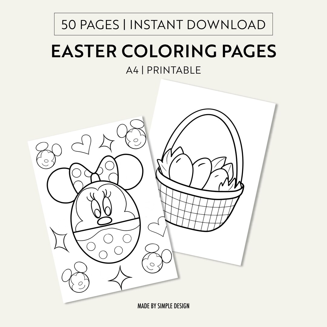 Easter Coloring Book | 50 Pages | Printable PDF | Easter Bunny, Eggs ...