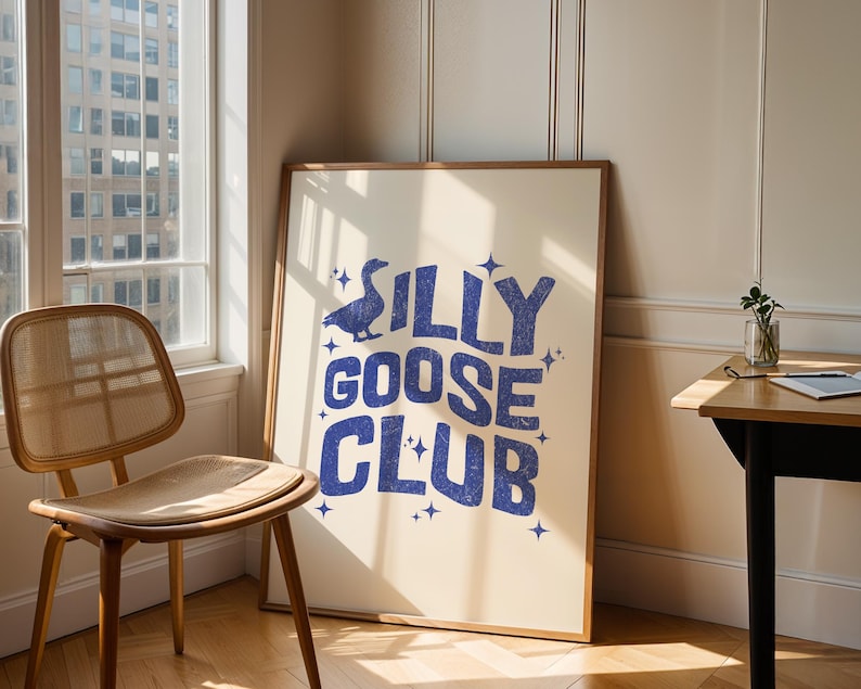 Silly Goose on the Loose Print, Apartment Decor, Retro Wall Art, Quirky ...