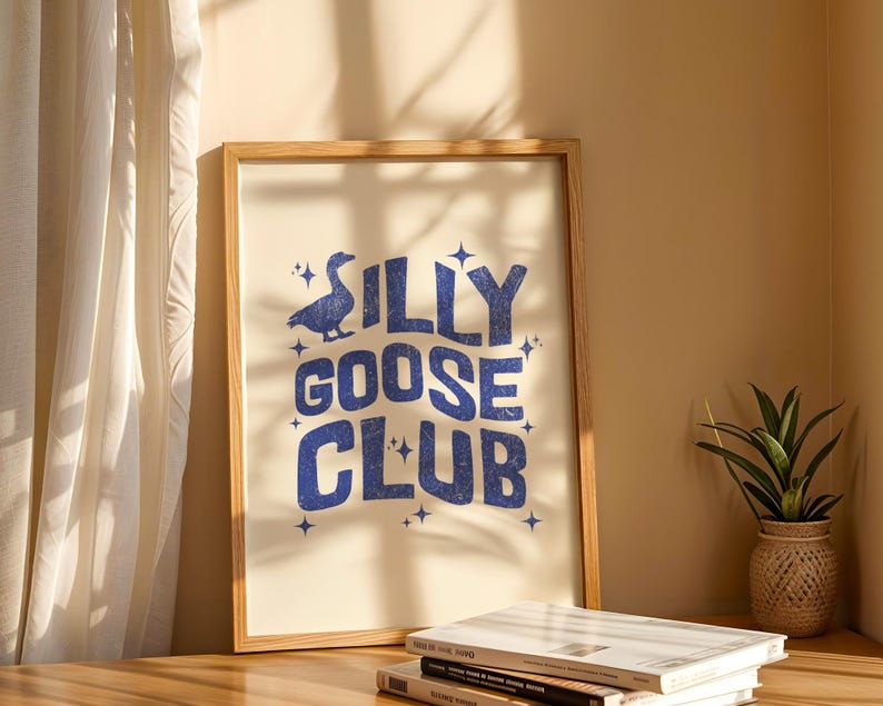 Silly Goose on the Loose Print, Apartment Decor, Retro Wall Art, Quirky ...