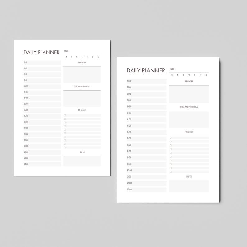 Printable Daily Planner Template PDF| Simple, Minimalist Planner ...