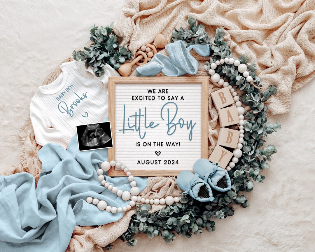 It's a Boy Pregnancy Announcement Digital, Baby Announcement Template, Baby Boy Reveal for ...