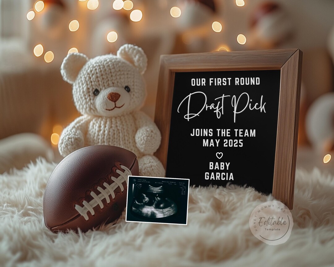 Superbowl Pregnancy Template, First Round Draft Pick Announcement ...