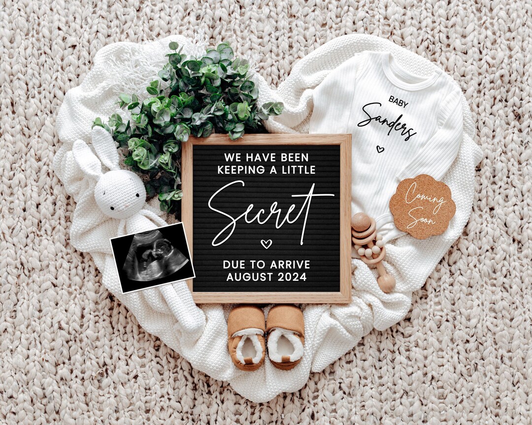 Neutral Pregnancy Announcement Digital, Baby Announcement Template ...