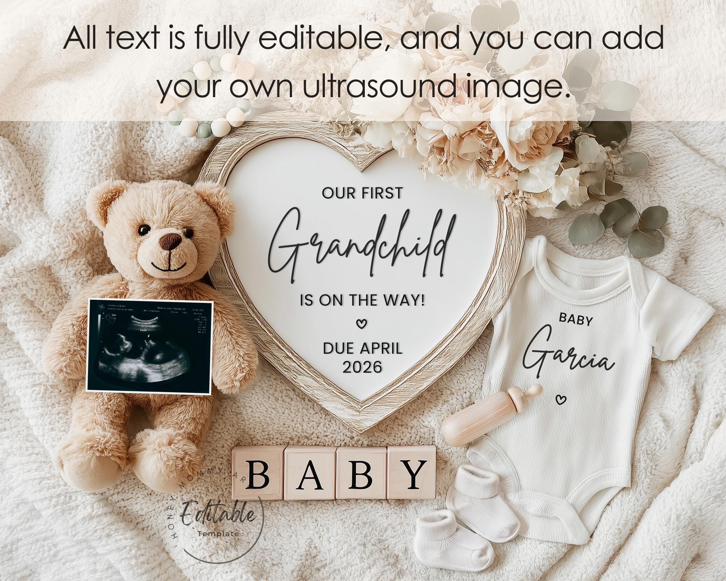 Grandparents Pregnancy Announcement: First Grandchild Reveal – Editable ...