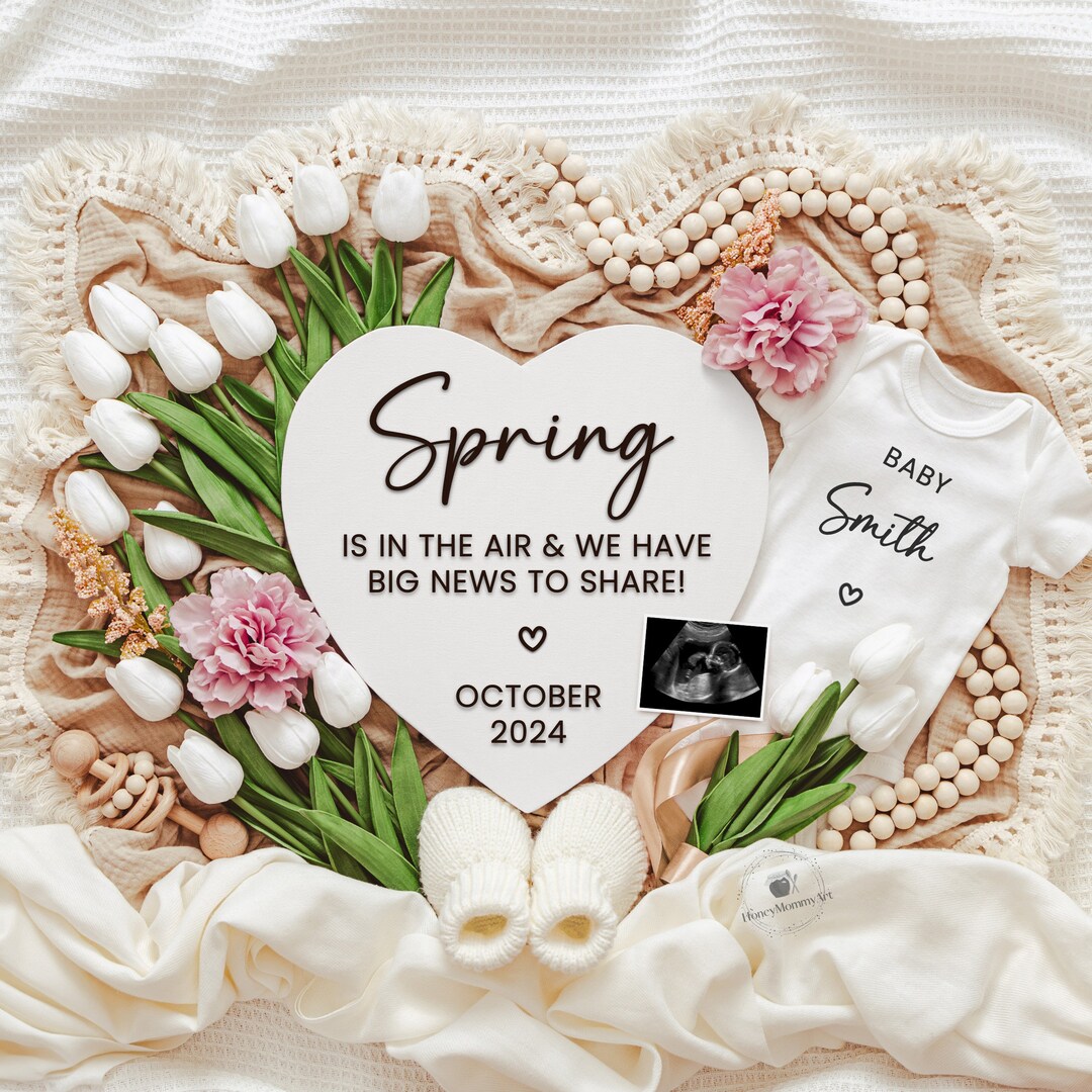Spring is in the Air Announcement Digital, Pregnancy Announcement ...