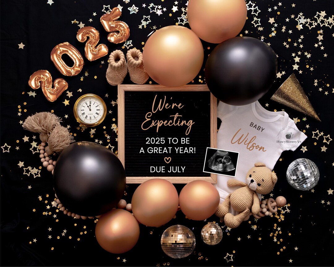 2025 New Year Pregnancy Announcement, Digital Winter Baby Reveal ...