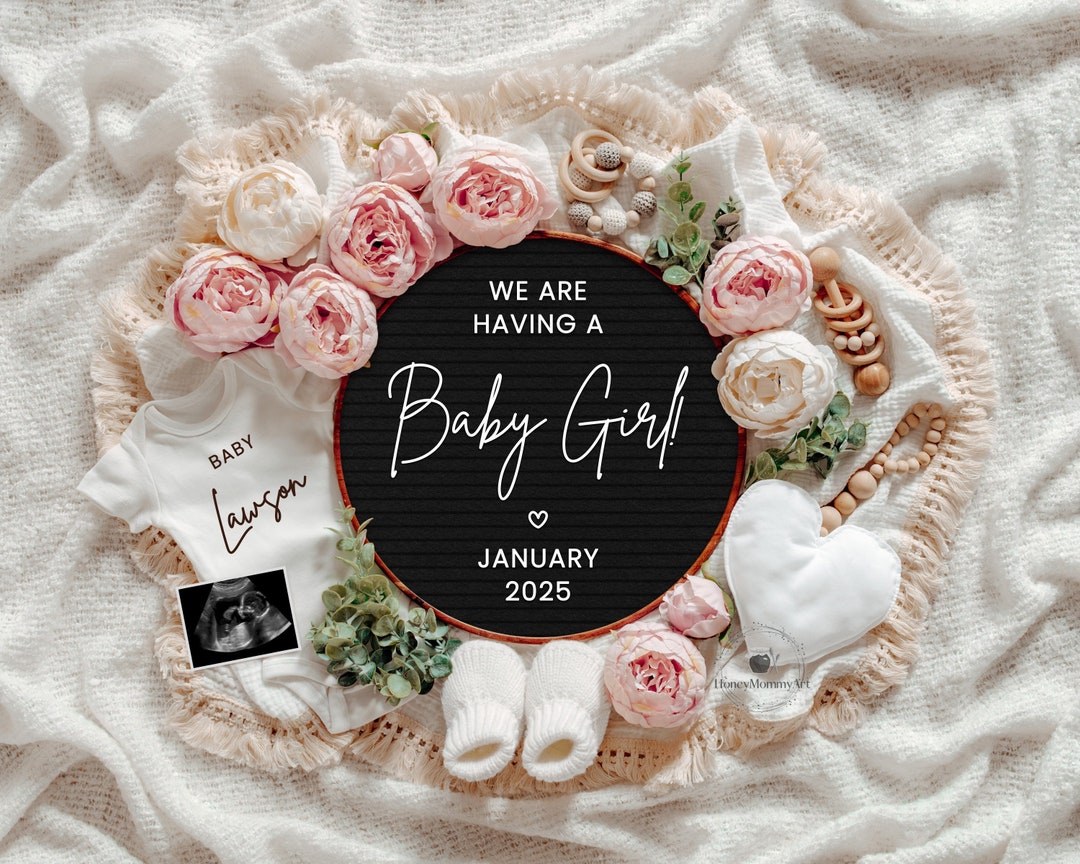 It's a Girl Pregnancy Announcement Digital, Baby Announcement Template ...