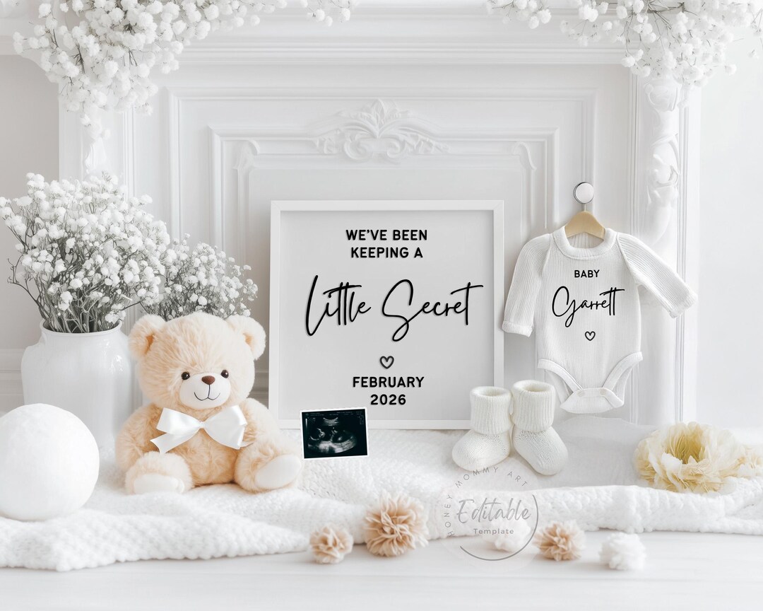 Little Secret Pregnancy Announcement Digital With Ultrasound, Digital ...