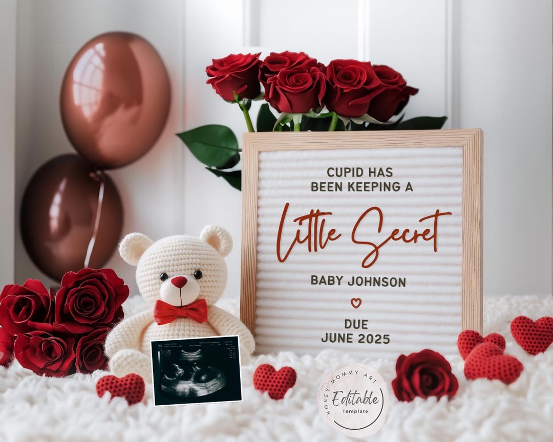 Cupids Secret Pregnancy Announcement Template, Valentines Day Baby ...