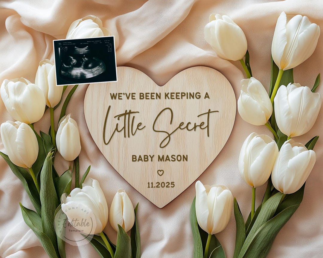 Spring Baby Announcement Digital Pregnancy Reveal, Floral Heart ...