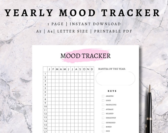 Mood Tracker, Emotion Tracker, Mental Health Journal, Daily Mood Log ...