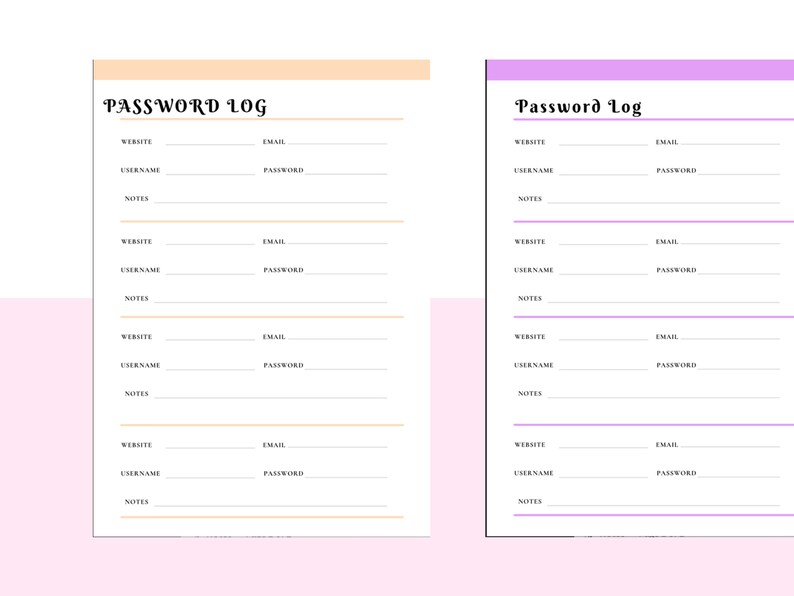 Printable Password Tracker Password Log Instant Download Address Log ...