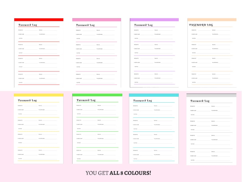 Printable Password Tracker Password Log Instant Download Address Log ...