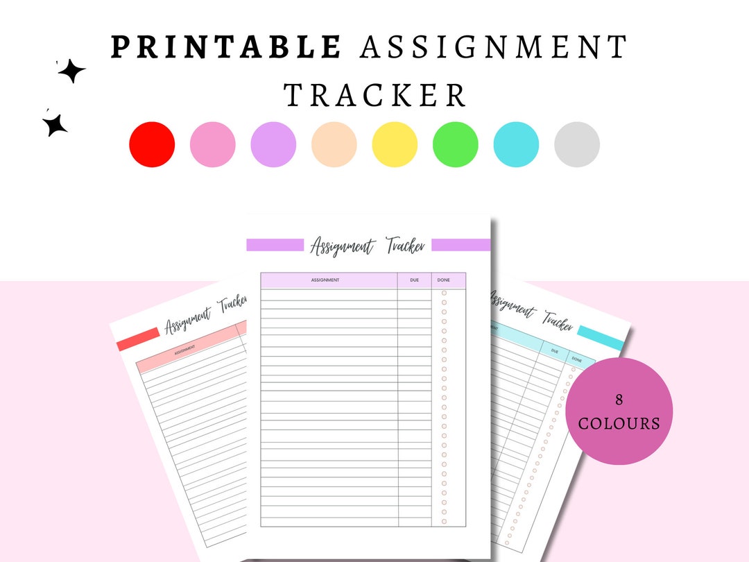 Printable Assignment Tracker Student Planner (digital Download) - Etsy
