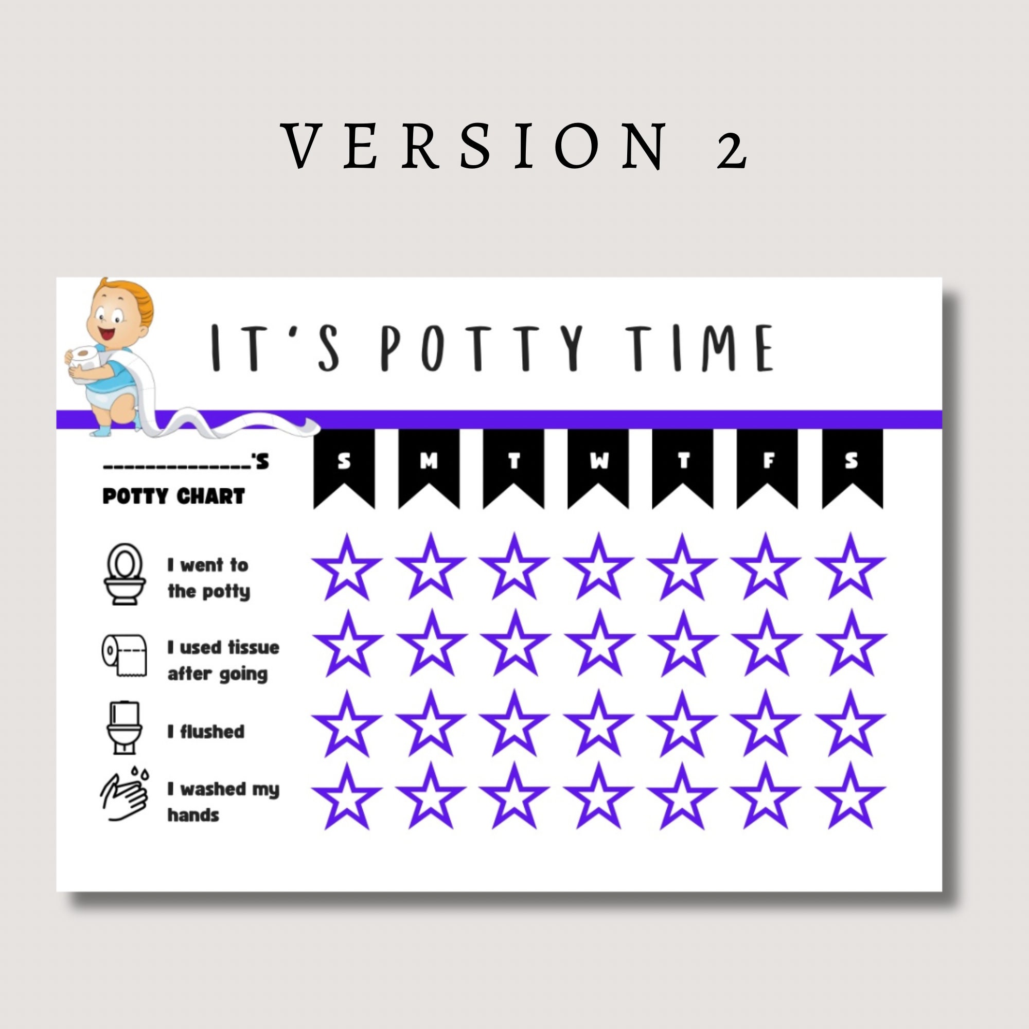 Potty Training, Reward Chart, Sticker Chart, Behavior Chart, Star Chart ...