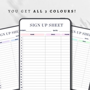 Fillable Sign up Sheet Edit Sign up Sheet Sign up Sheet Printable ...