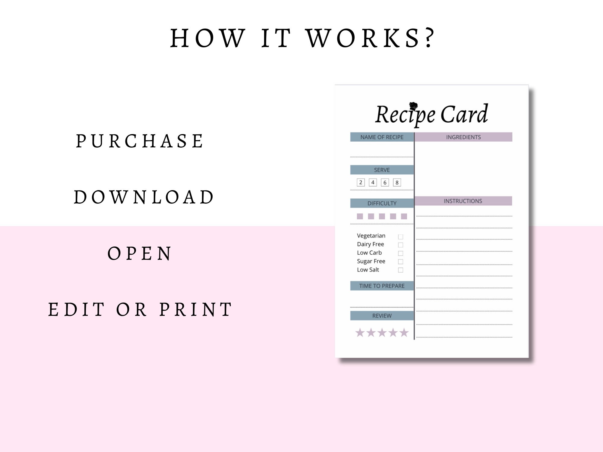 Recipe Card | Recipe Printable | Organizer Kit | Home Cook Book | Food ...