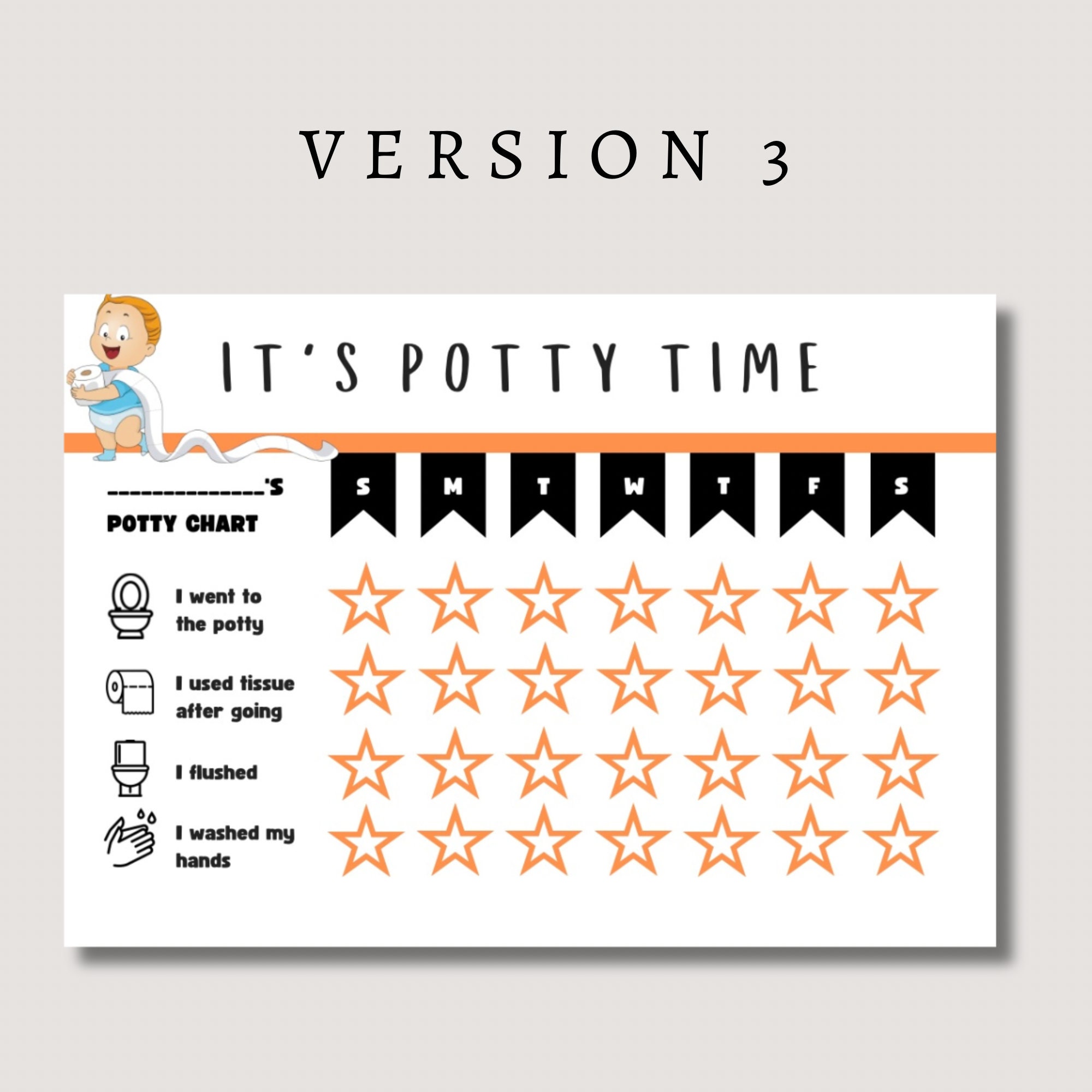 Potty Training Printable, Editable Potty Chart, Toddler Reward Chart ...