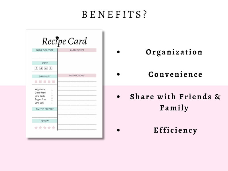 Recipe Card | Recipe Printable | Organizer Kit | Home Cook Book | Food ...