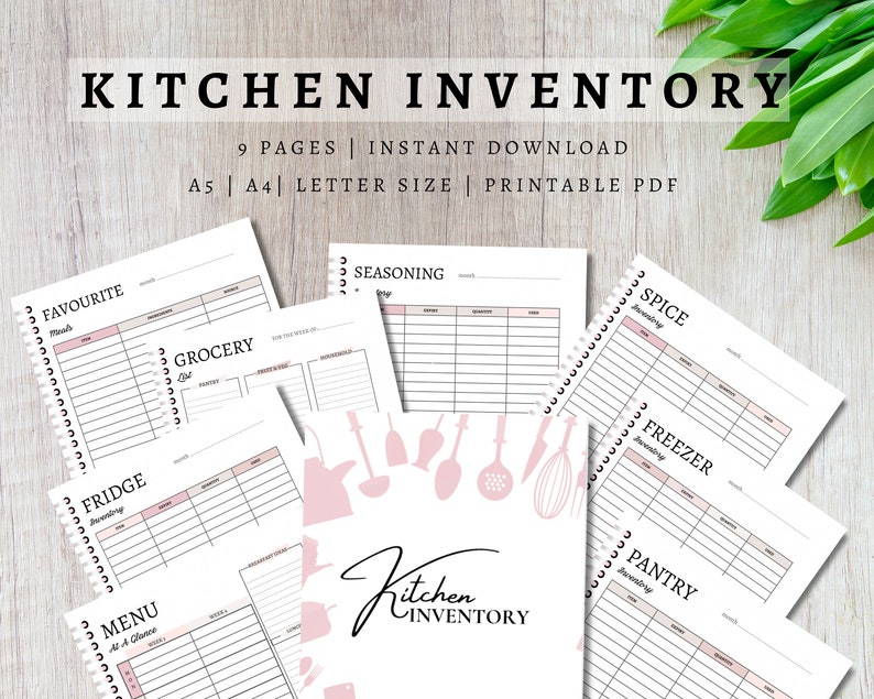 Kitchen Inventory Printable Grocery List, Meal Planner (PDF) - Etsy