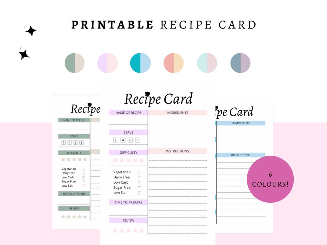 Recipe Card | Recipe Printable | Organizer Kit | Home Cook Book | Food ...