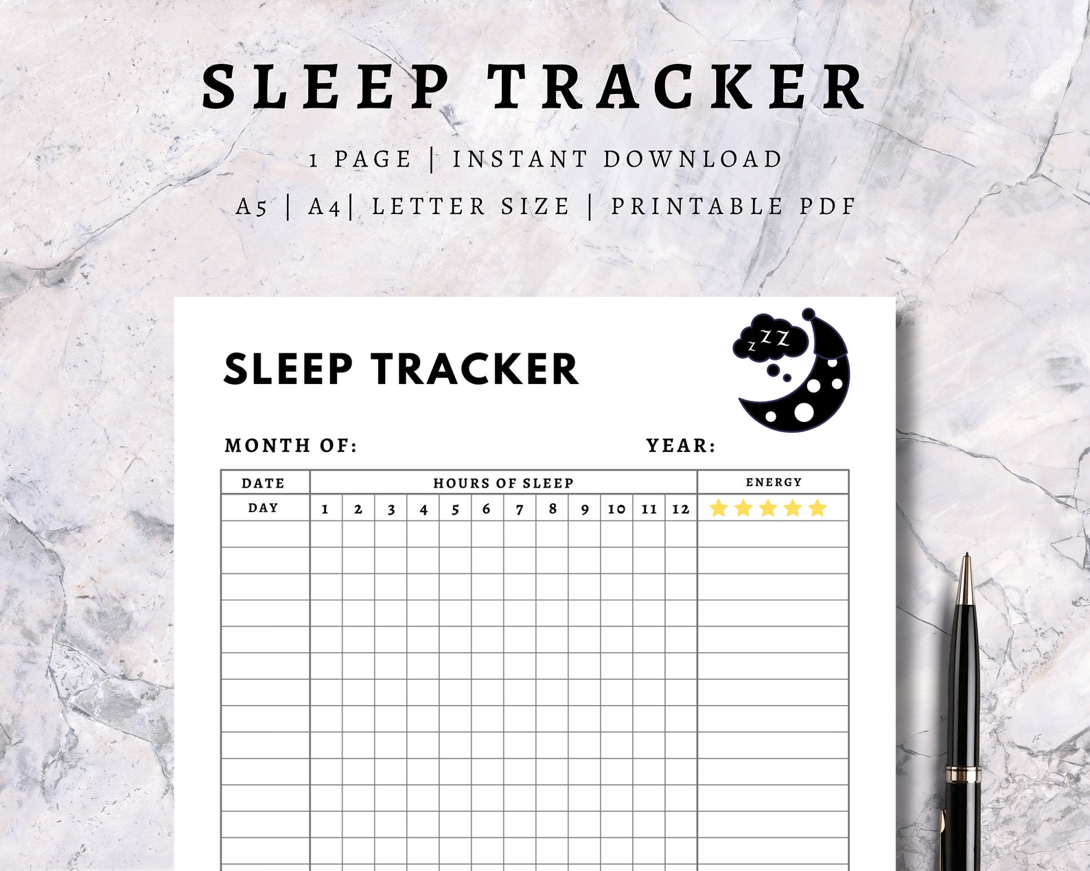 Sleep Tracker | Sleep Journal | Sleep Log | Sleep Chart | Sleep Planner ...