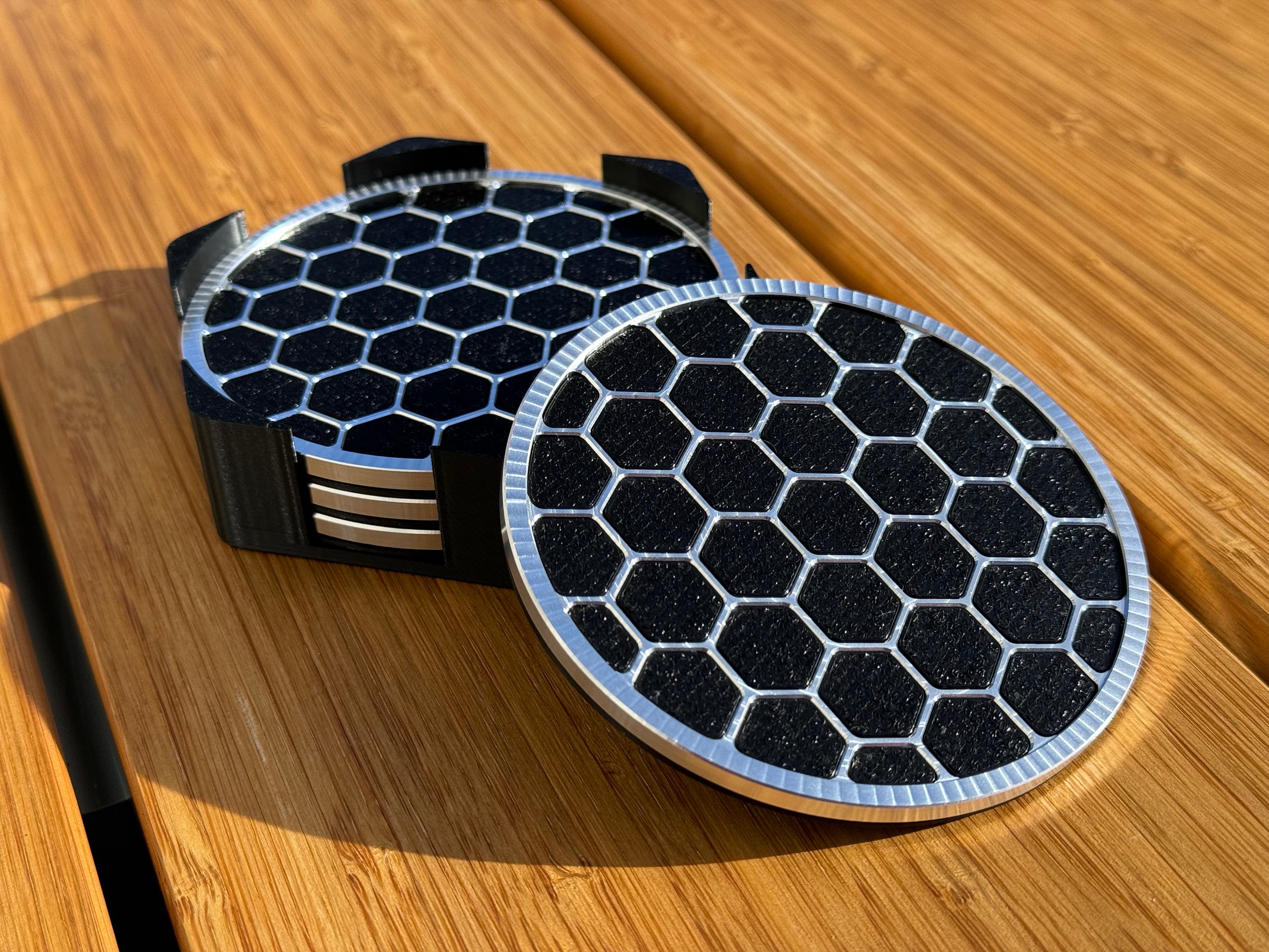 Aluminum and 3D Printed Honeycomb Pattern Coasters Set of 4 Coasters ...