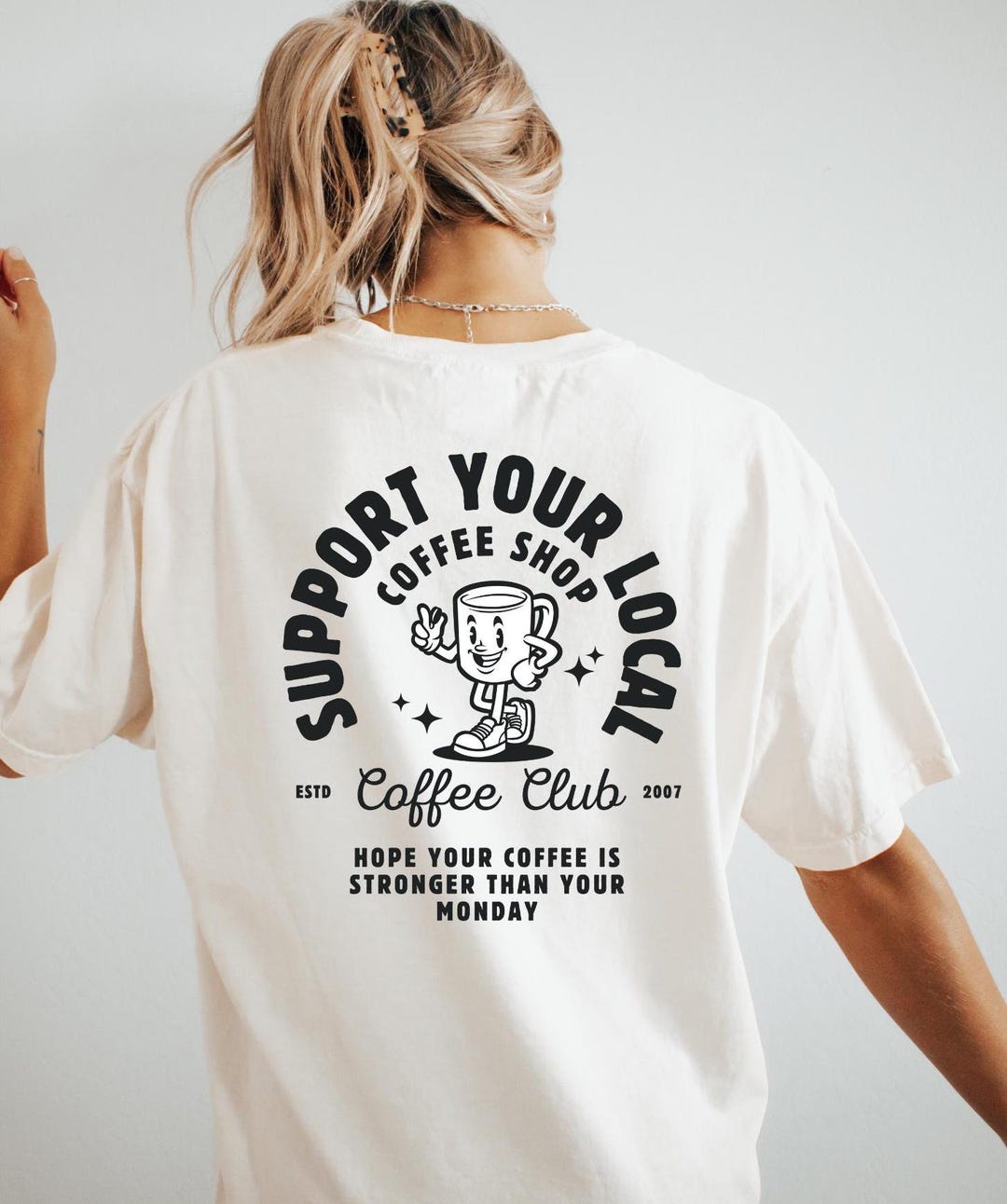 Support Your Local Coffee Shop Shirt, Retro Coffee Graphic Tee - Etsy