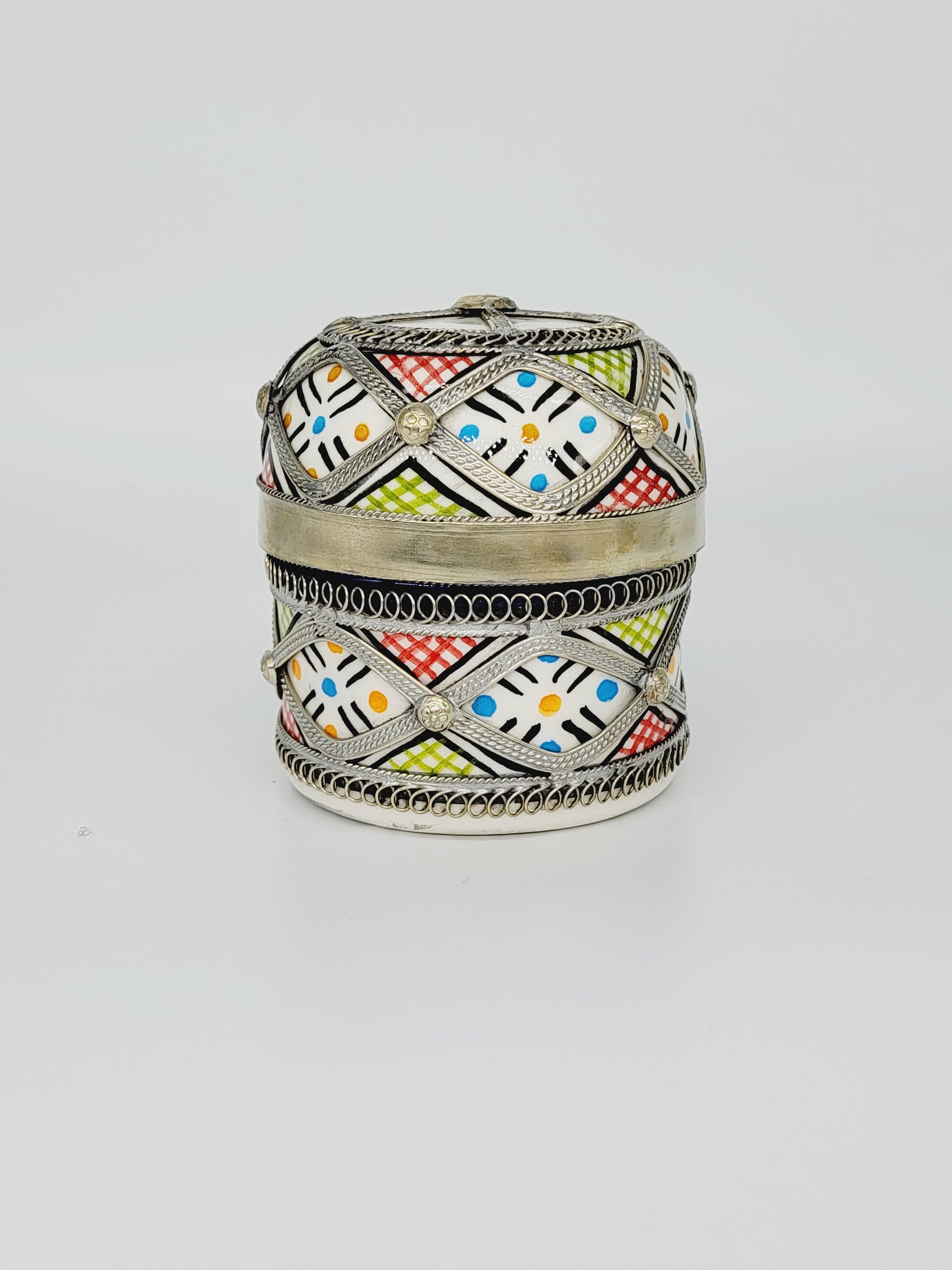 Moroccan Ceramic Pot With Silver Work - Etsy