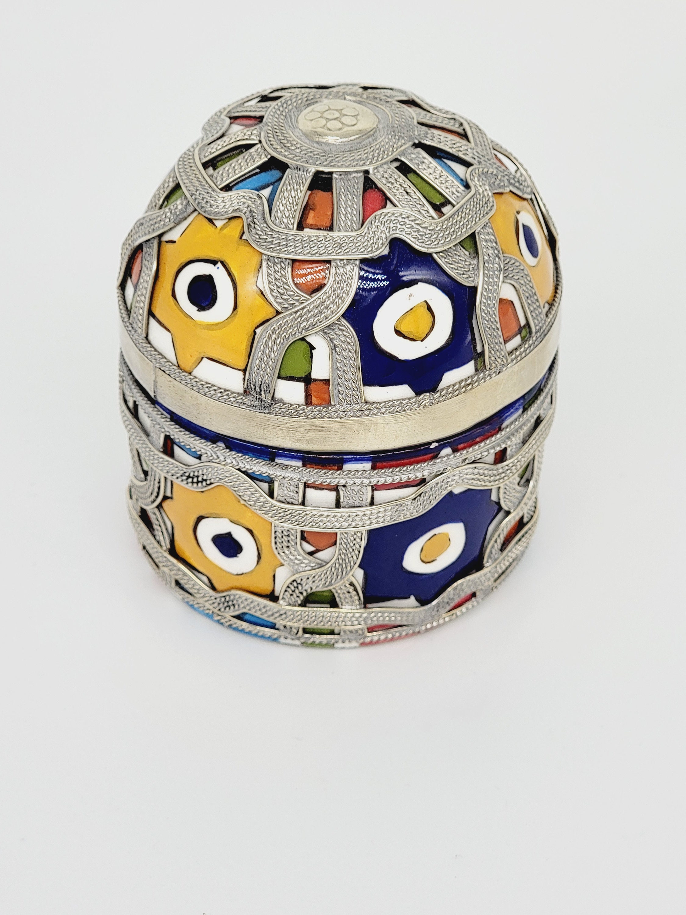 Moroccan Ceramic Pot With Silver Work - Etsy