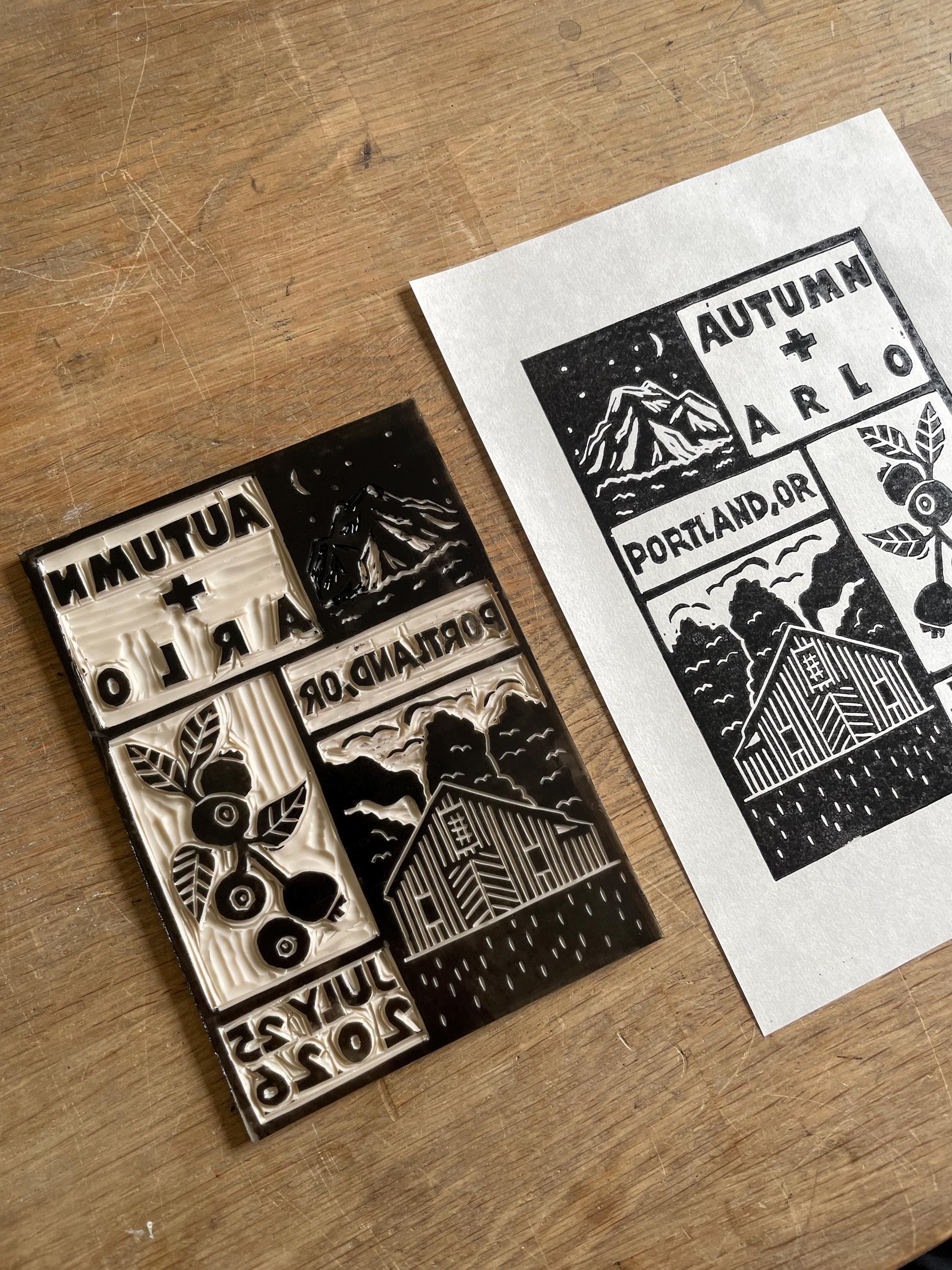 Custom Lino Stamp: Handmade Wedding Invitation, Card Making - Etsy