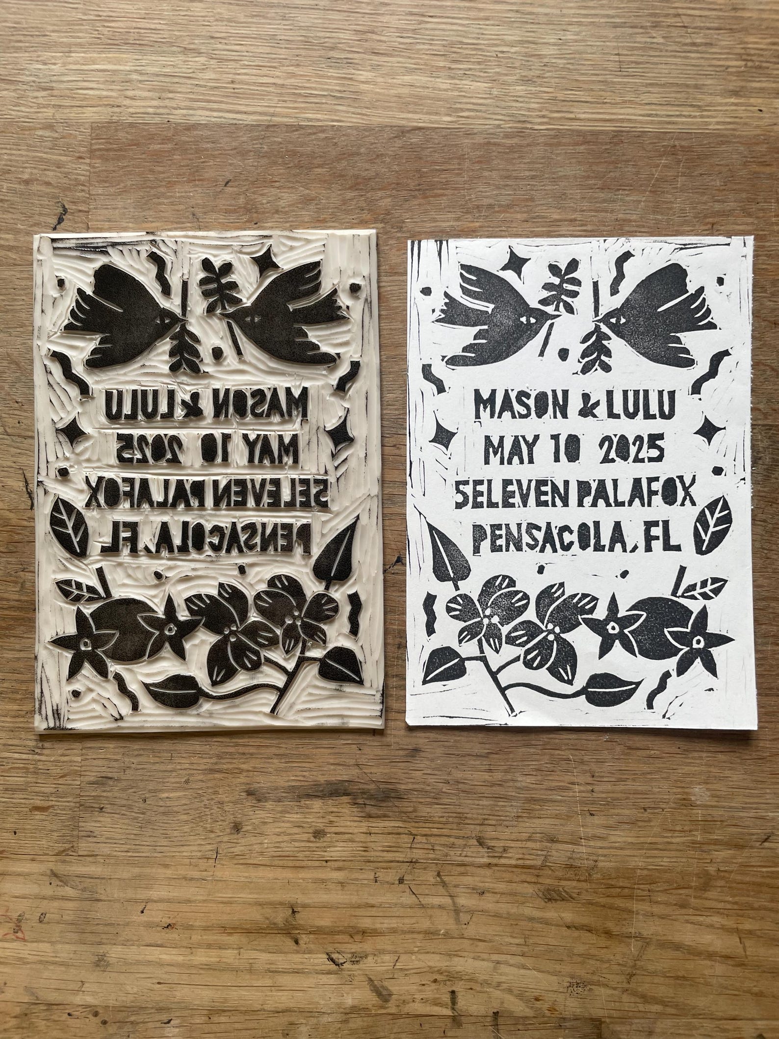 Custom Lino Stamp: Handmade Wedding Invitation, Card Making - Etsy