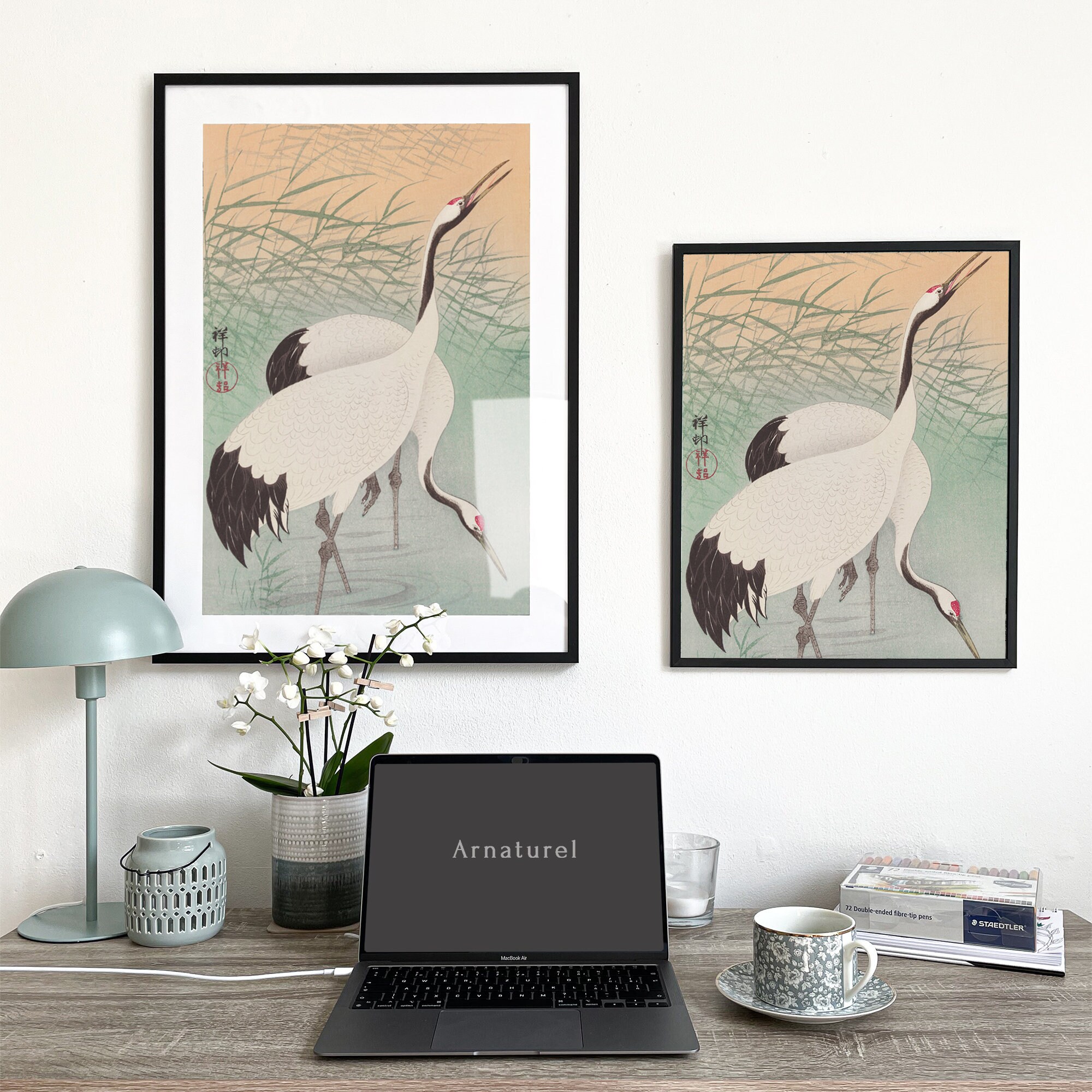 Ohara Koson Print, Two Cranes, Japanese Birds & Flowers Art Print ...