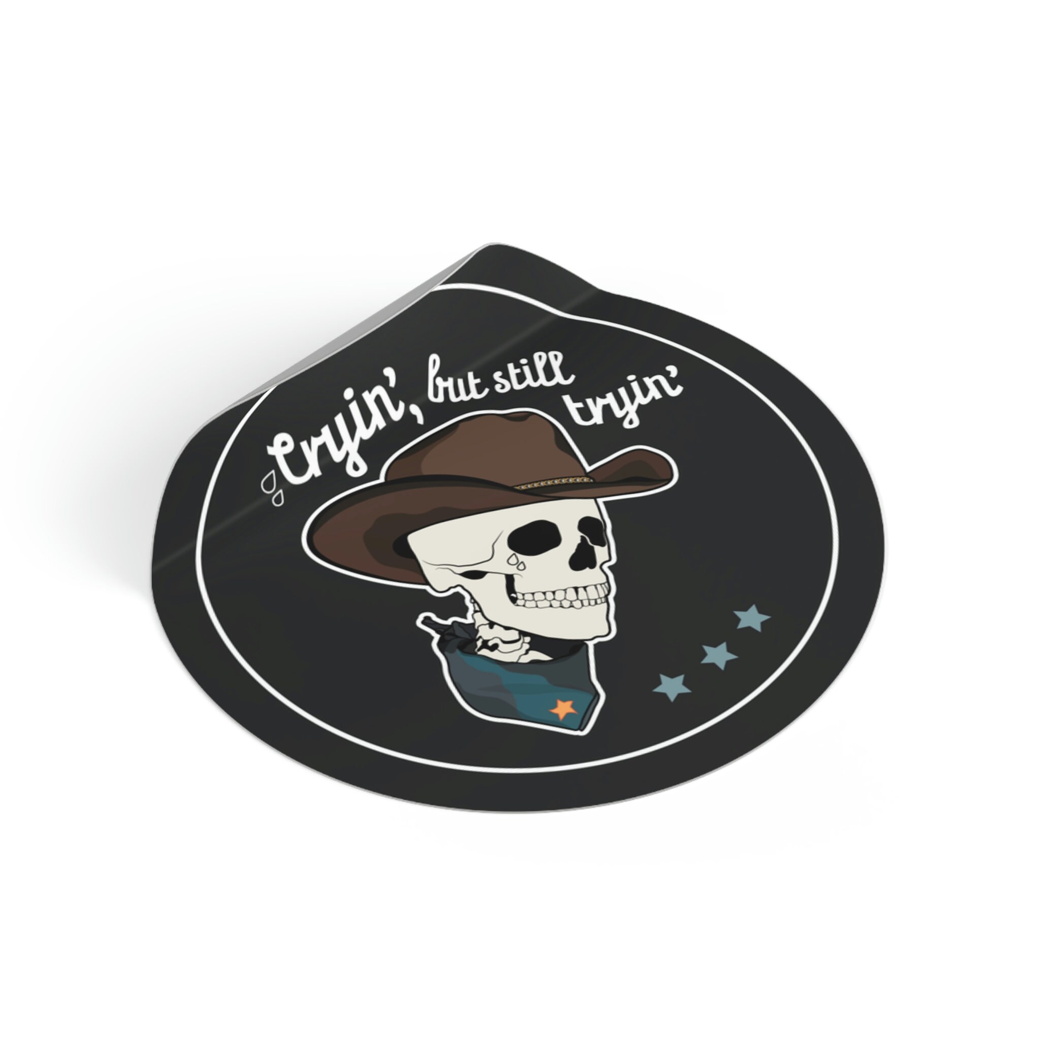 Cryin' Cowboy Skull Sticker, Cowboy Skeleton, Hydro Flask Sticker ...