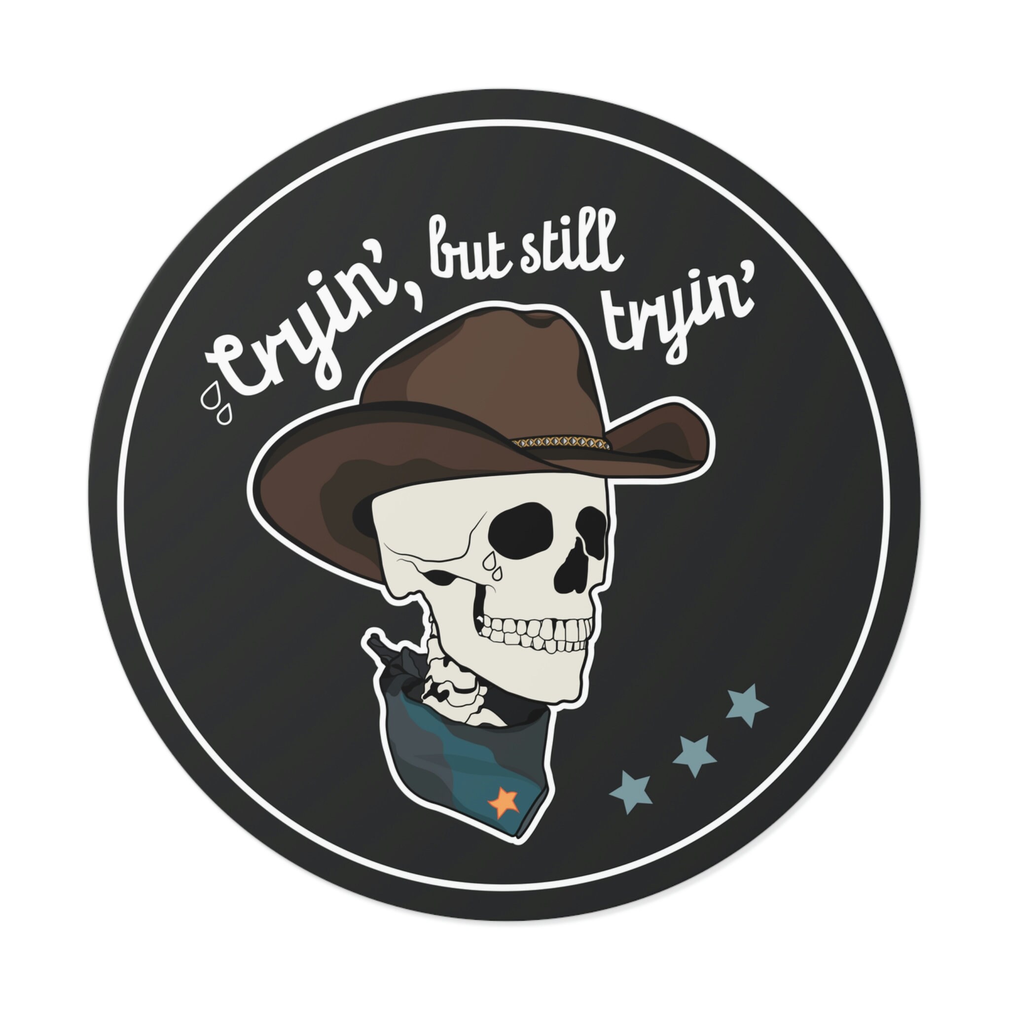 Cryin' Cowboy Skull Sticker, Cowboy Skeleton, Hydro Flask Sticker ...